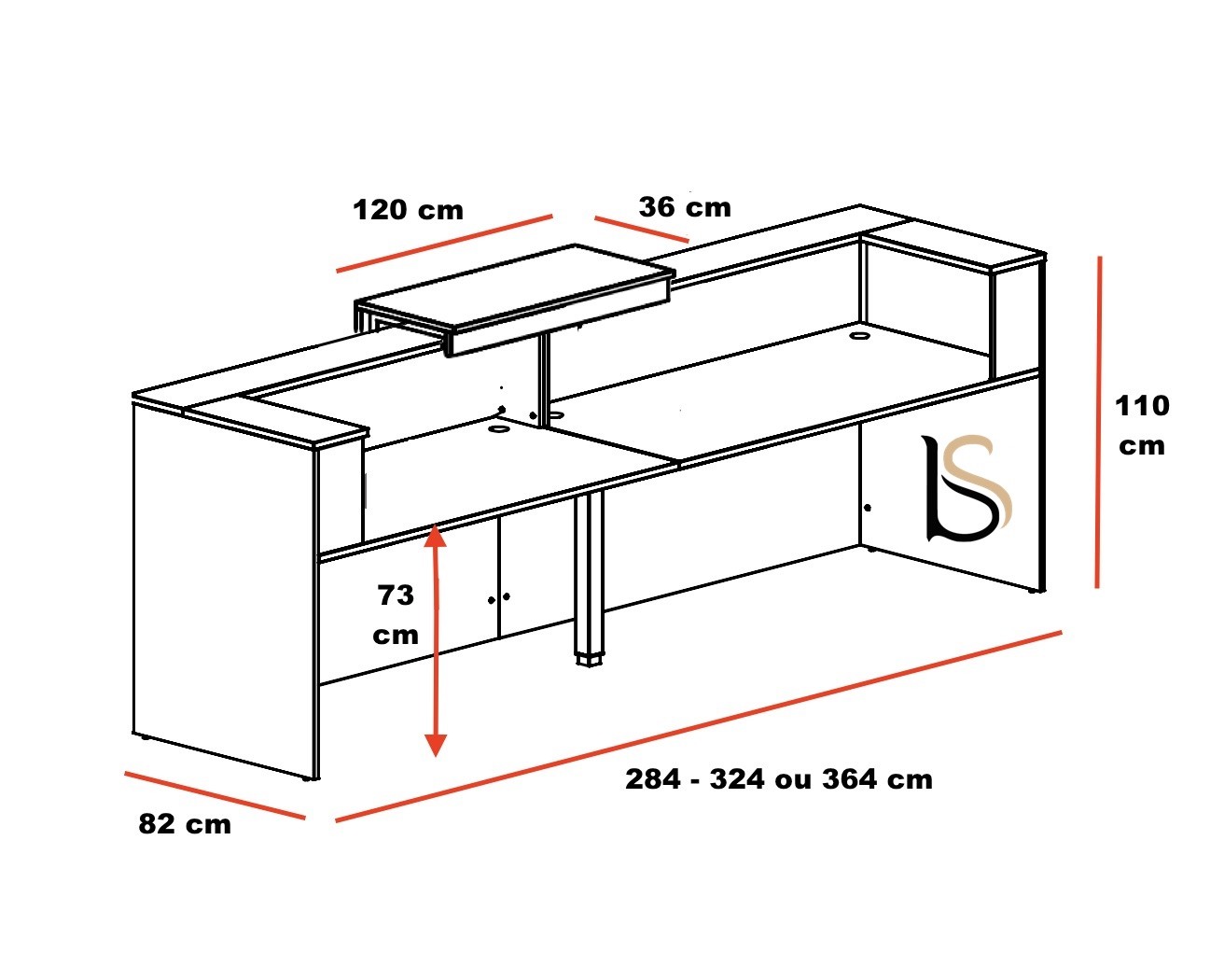 Comptoir d'accueil lumineux 2 personnes Delta - Mobel Linea Banques...